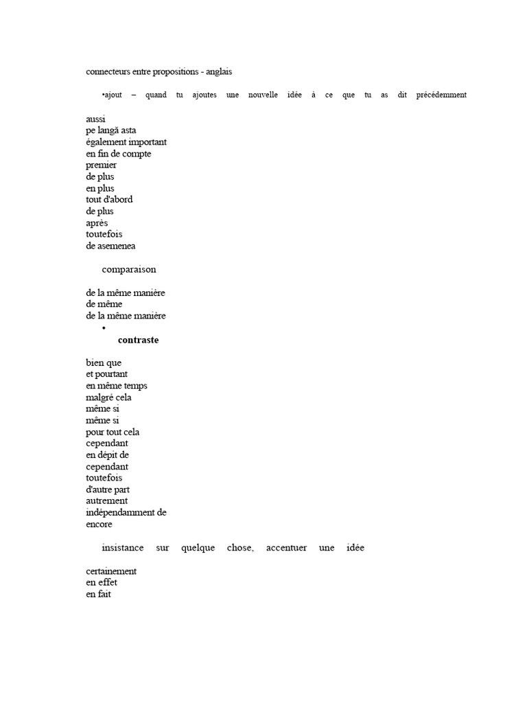 Connecteurs logiques en anglais | PDF