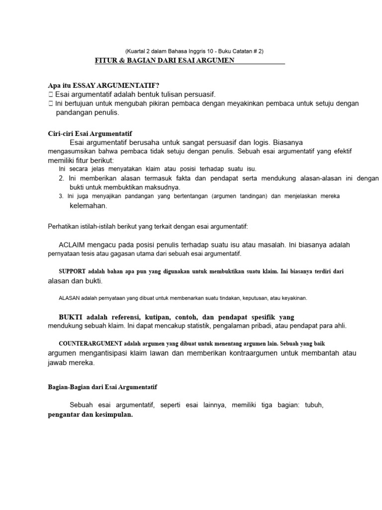 Panduan Esai Argumentatif Lengkap | PDF