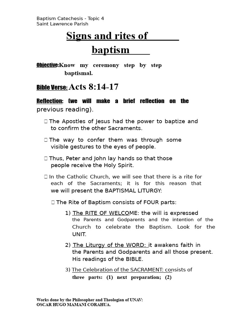 Theme 4 - Signs and Rites of Baptism | PDF | Baptism | Anointing