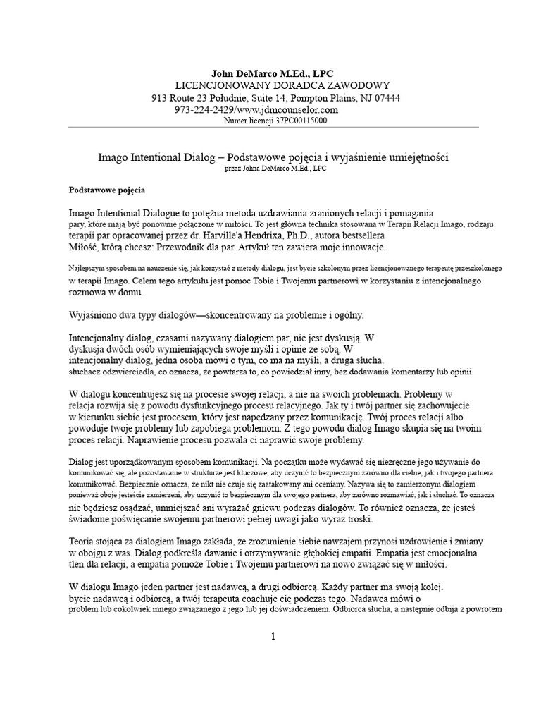 Imago Intencjonalny Dialog | PDF