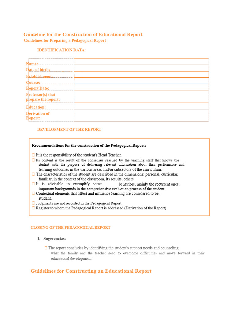 4guidelines For The Construction of Educational Report - CLOSING OF THE ...