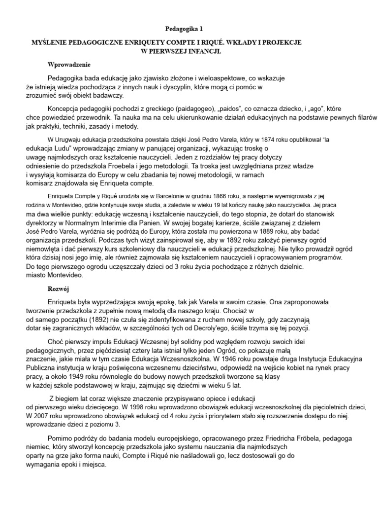 Pedagogika 1. ENRIQUETA COMPTE I RIQUE | PDF