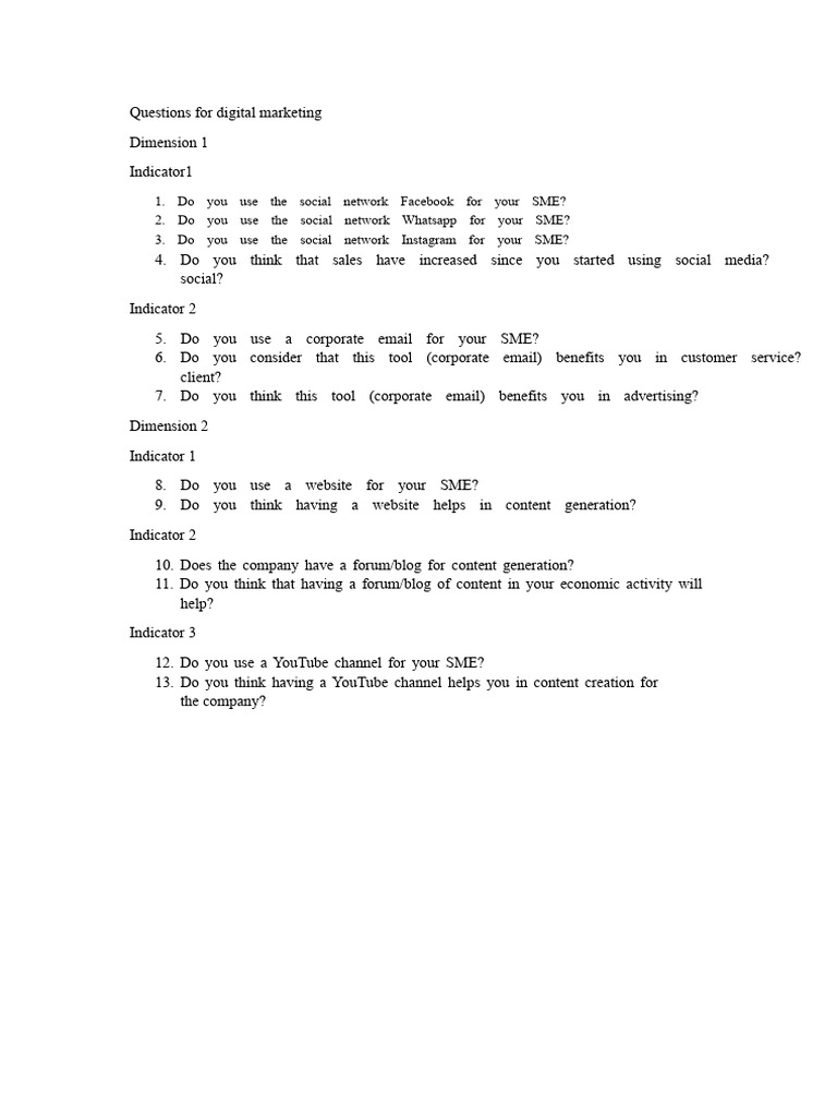 Questions For Digital Marketing | PDF