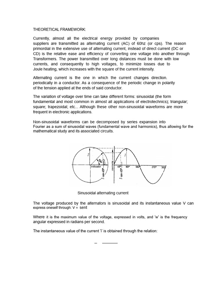 Theoretical Foundation | PDF | Alternating Current | Electric Current