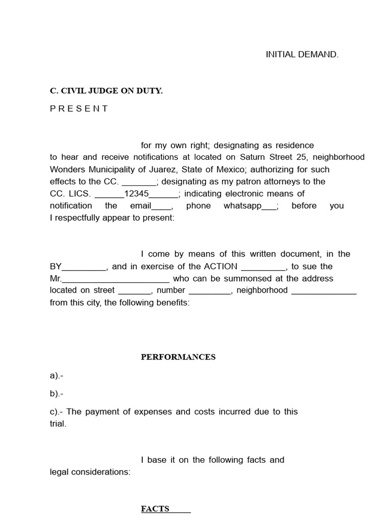 GENERAL CIVIL LAWSUIT FORMAT | PDF | Lawsuit | Justice