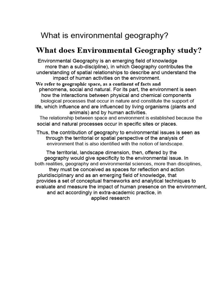 What Is Environmental Geography? | PDF
