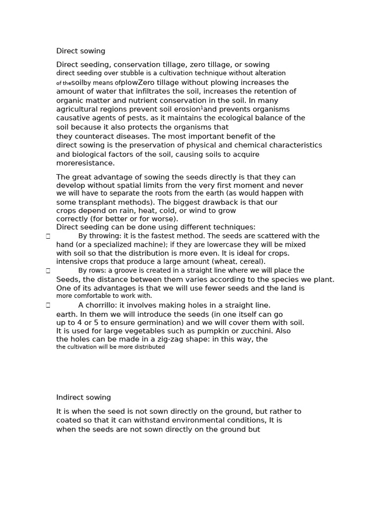Indirect Sowing Techniques Explained | PDF | Sowing | Seed