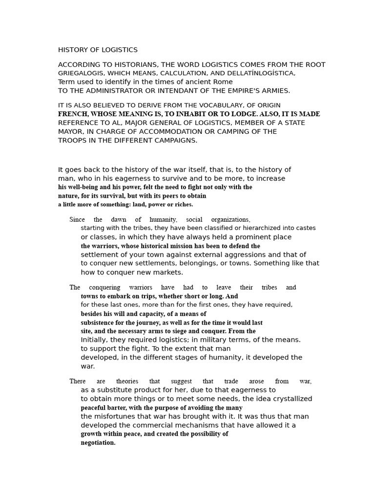 History of Logistics | PDF | Logistics | Supply Chain Management