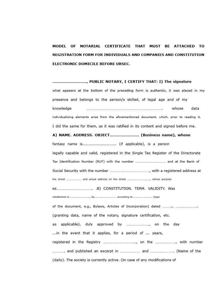 NOTARIAL_CERTIFICATE_MODEL | PDF | Notary Public | Identity Document