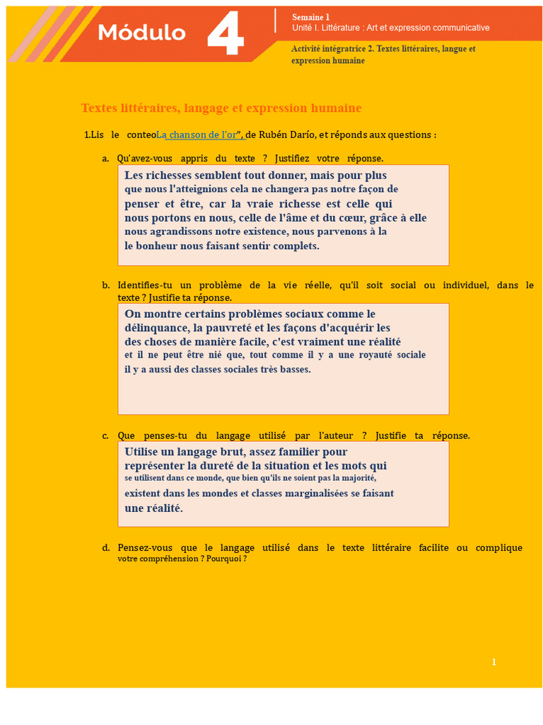 Analyse littéraire : Richesse et langage | PDF