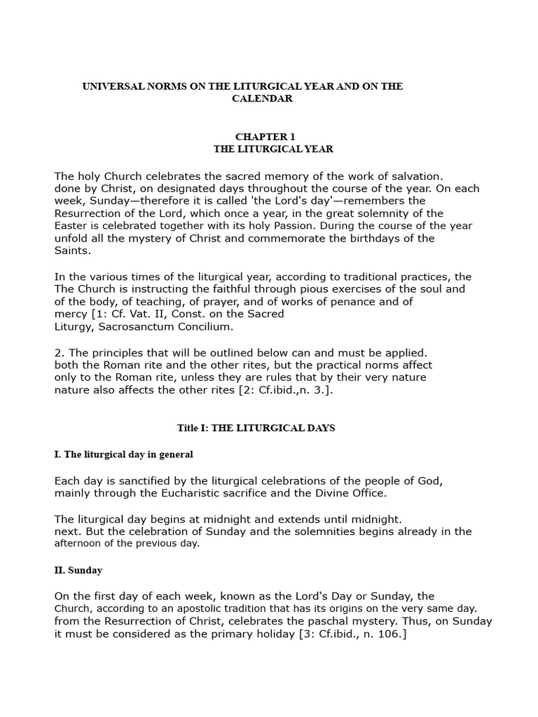 NUALC - Universal Norms on the Liturgical Year and the Calendar | PDF ...