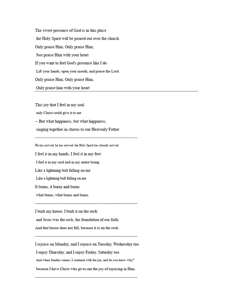 The sweet presence of God is in this place. | PDF | Jesus | Glory ...