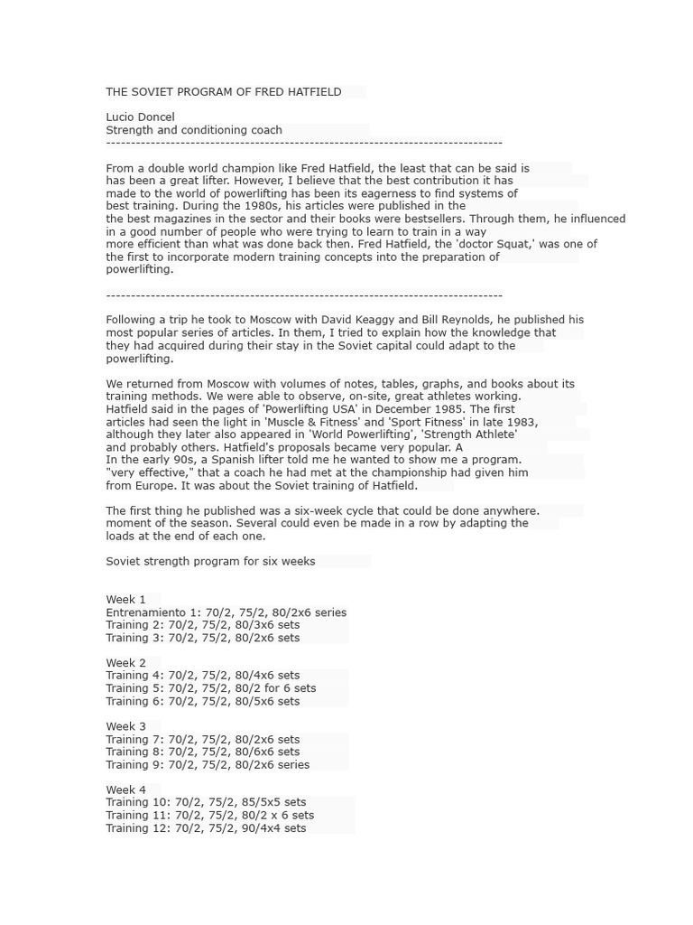 The Soviet Program of Fred Hatfield | PDF | Strength Training | Weight ...