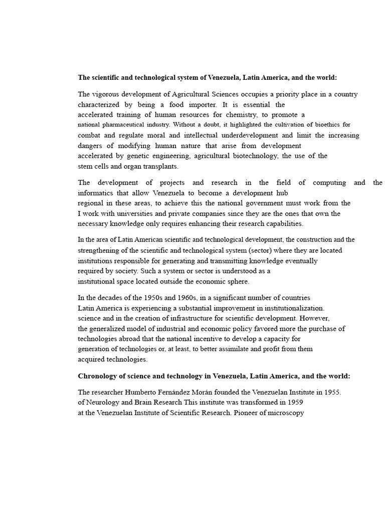 The Scientific and Technological System of Venezuela | PDF | Science