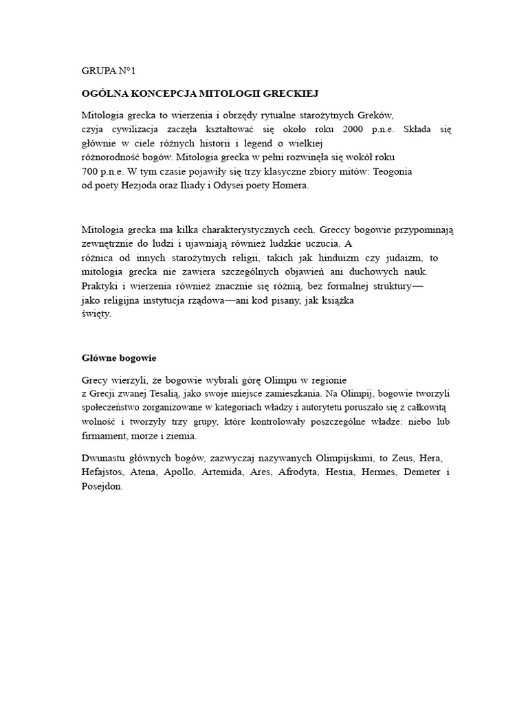 Mitologia Grecka - Eksponat | PDF