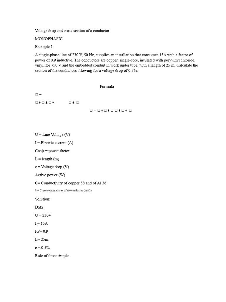Voltage Drop Calculations for Conductors | PDF | Mains Electricity ...