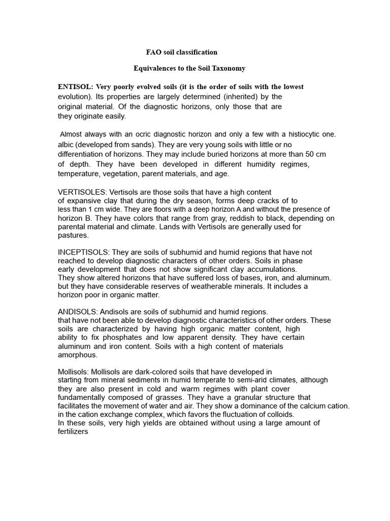 FAO Soil Classification | PDF | Soil | Natural Materials