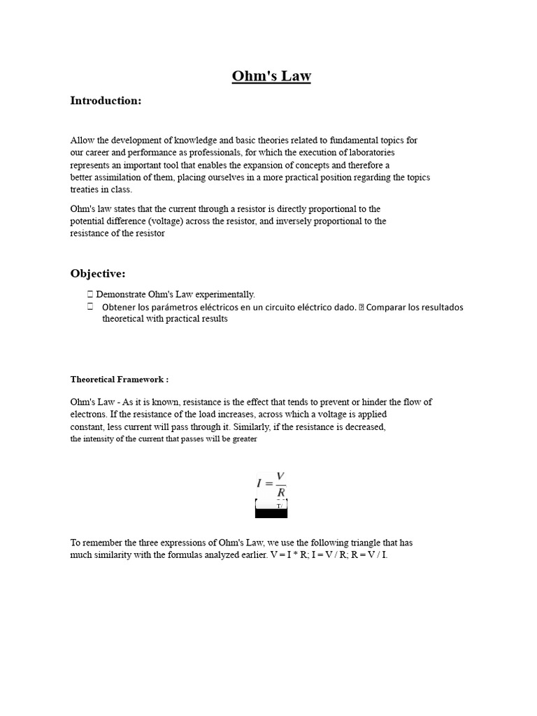 Laboratory No 1 - Ohm's Law | PDF | Series And Parallel Circuits | Resistor