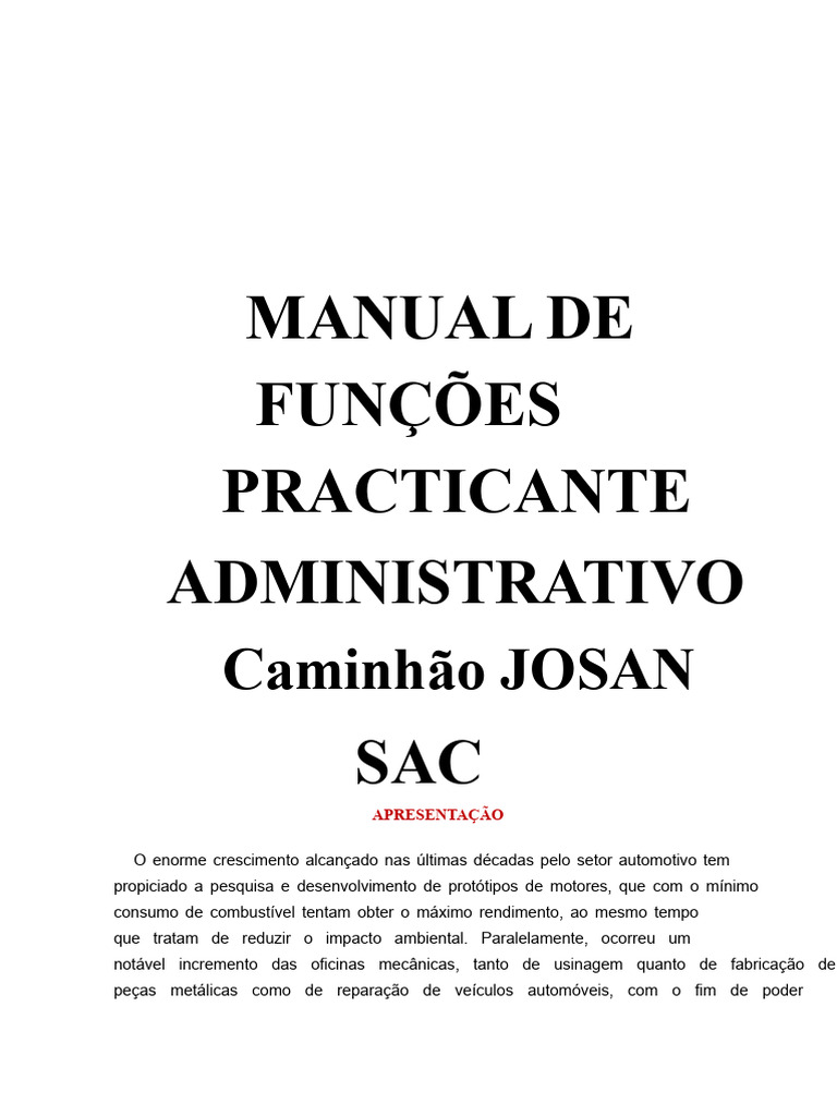 Manual de Funções para Praticante Administrativo | PDF | Carro ...