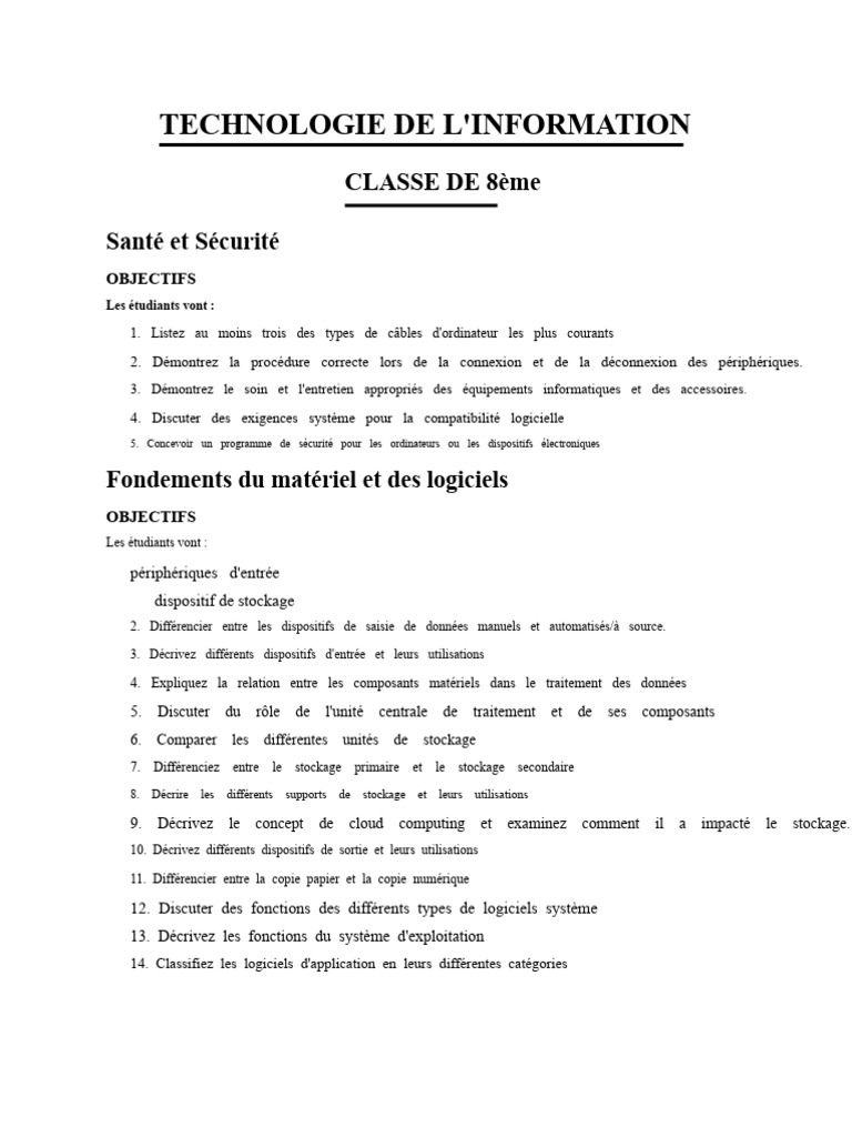 Guide de Curriculum en Technologie de L'information Pour La 8e Année ...