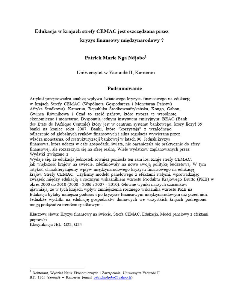 Edukacja W CEMAC | PDF