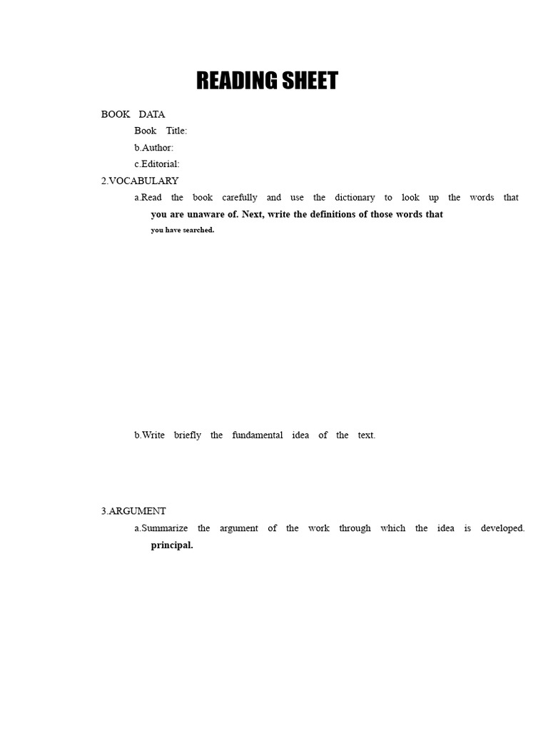Secondary Reading Sheet | PDF
