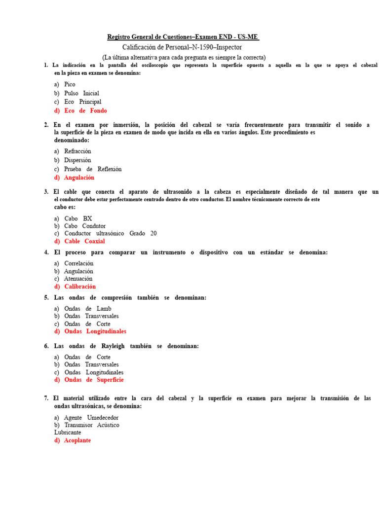 CuestionesUS-ME Respondido | PDF | Olas | Ultrasonido