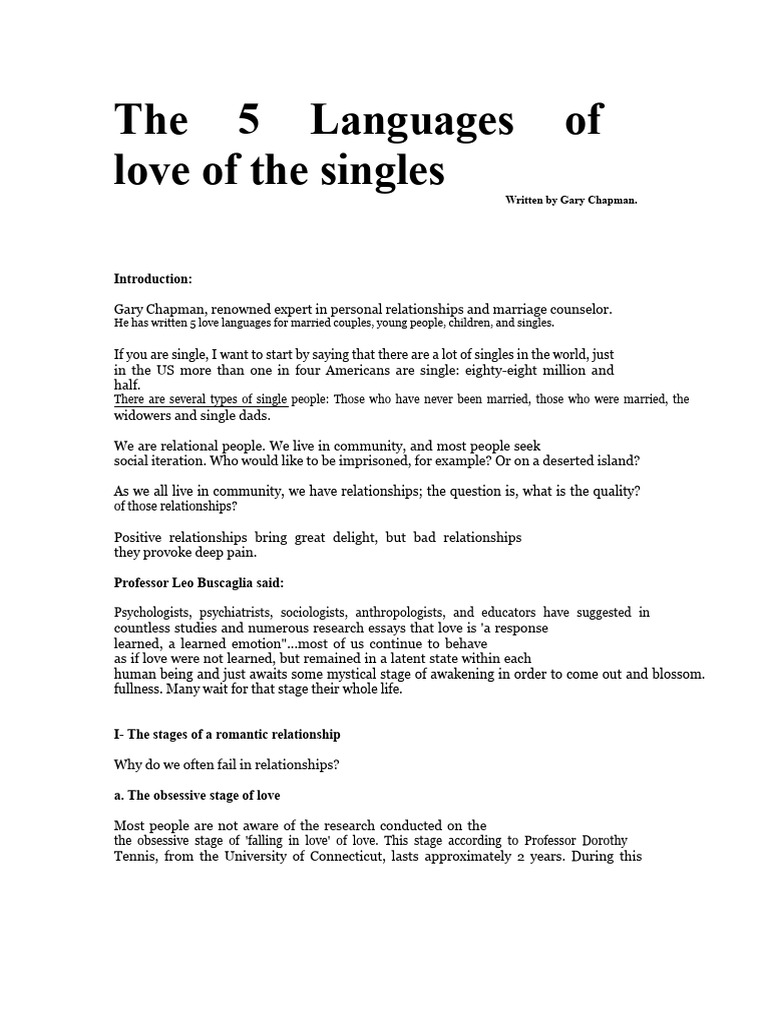 Love Languages for Singles Explained | PDF | Love | Feeling