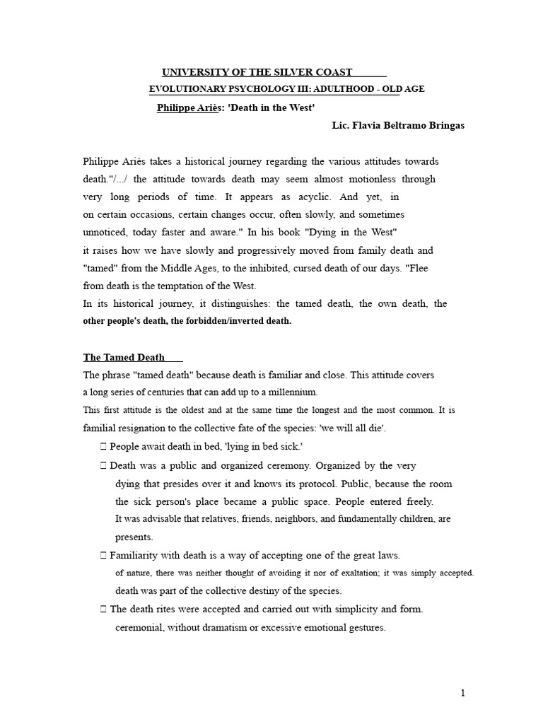 Western Death Attitudes by Philippe Ariès | PDF | Death | Burial