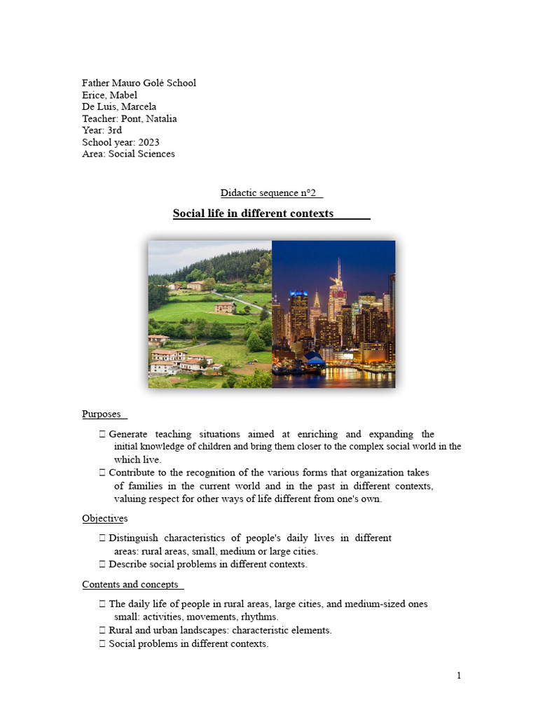 Didactic Sequence No. 2 - Daily Life in Different Contexts | PDF | Sheep | Dairy