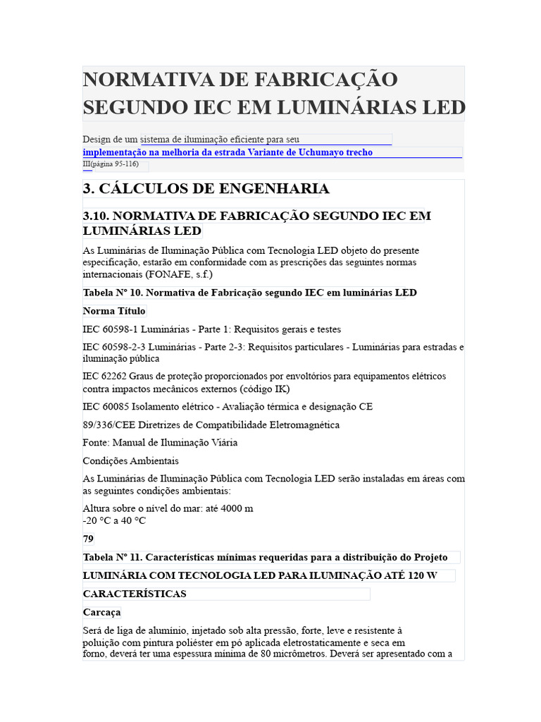 NORMATIVA DE FABRICAÇÃO SEGUNDO IEC EM LUMINÁRIAS LED | PDF ...