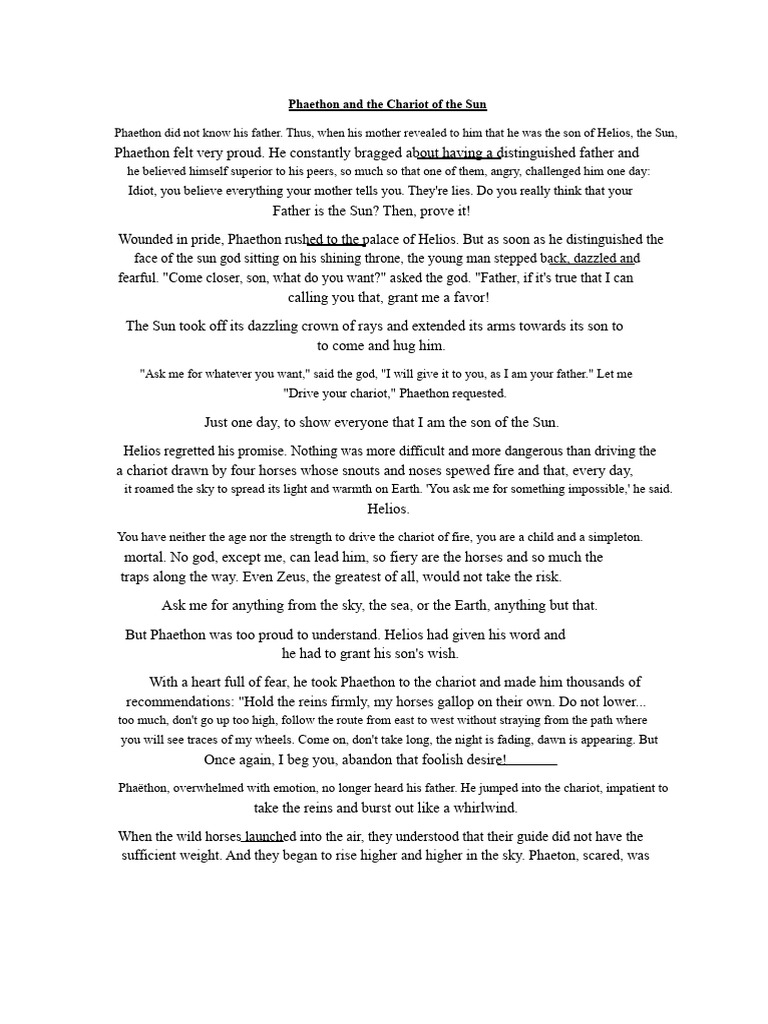 Phaethon's Fatal Chariot Ride | PDF