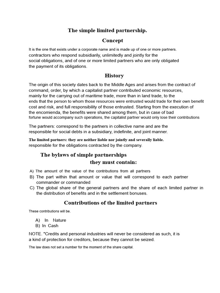 Understanding Simple Limited Partnerships | PDF | Limited Partnership ...