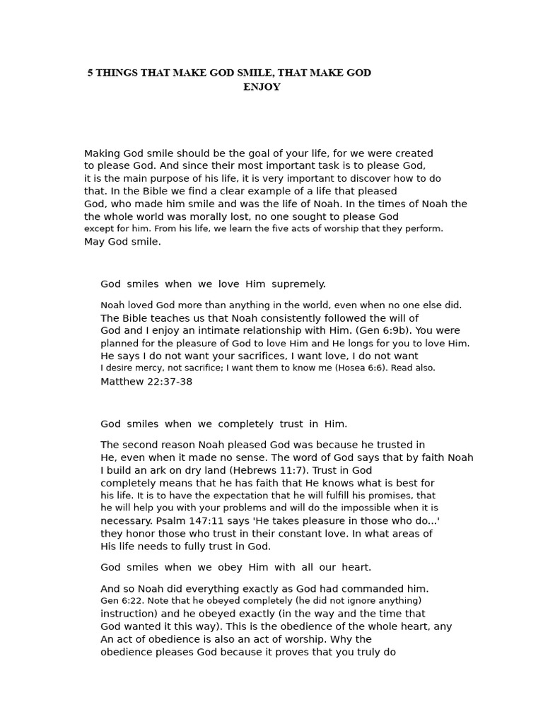 5 Things That Make God Smile | PDF | Noah | God