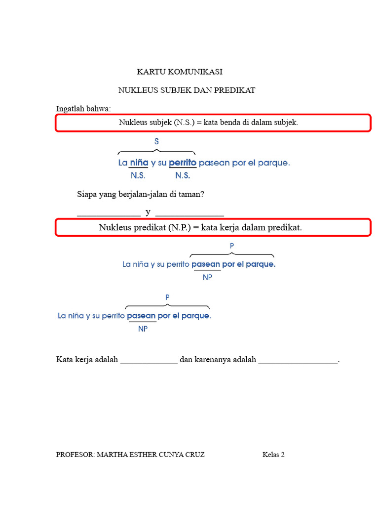 Nucleus Subjek dan Predikat dalam Bahasa | PDF