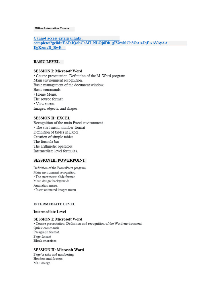Office Automation Course | PDF
