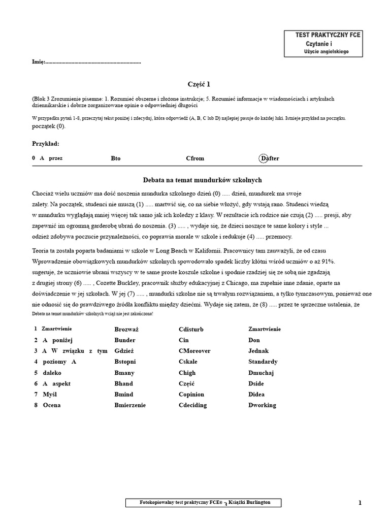 FCE Test | PDF