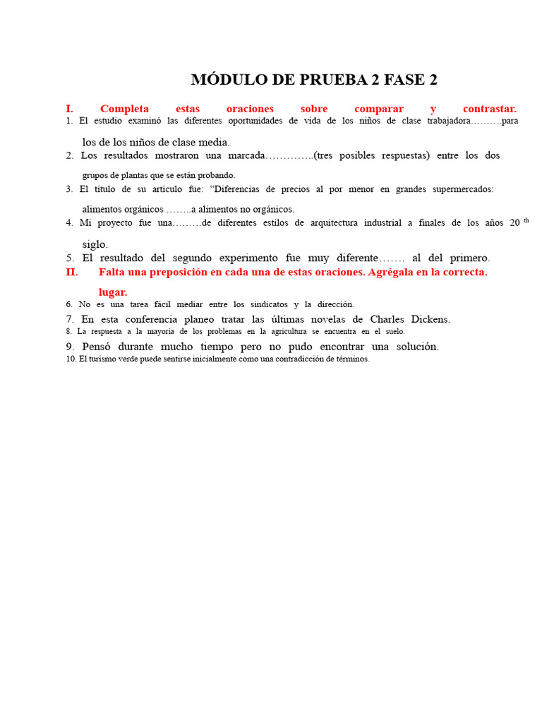 Prueba de Vocabulario 2 Fase 2 | PDF