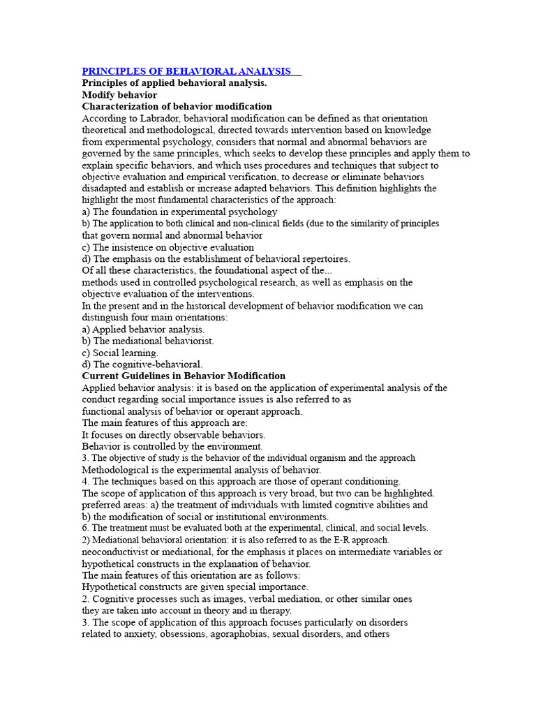 Principles of Behavioral Analysis Explained | PDF | Reinforcement ...