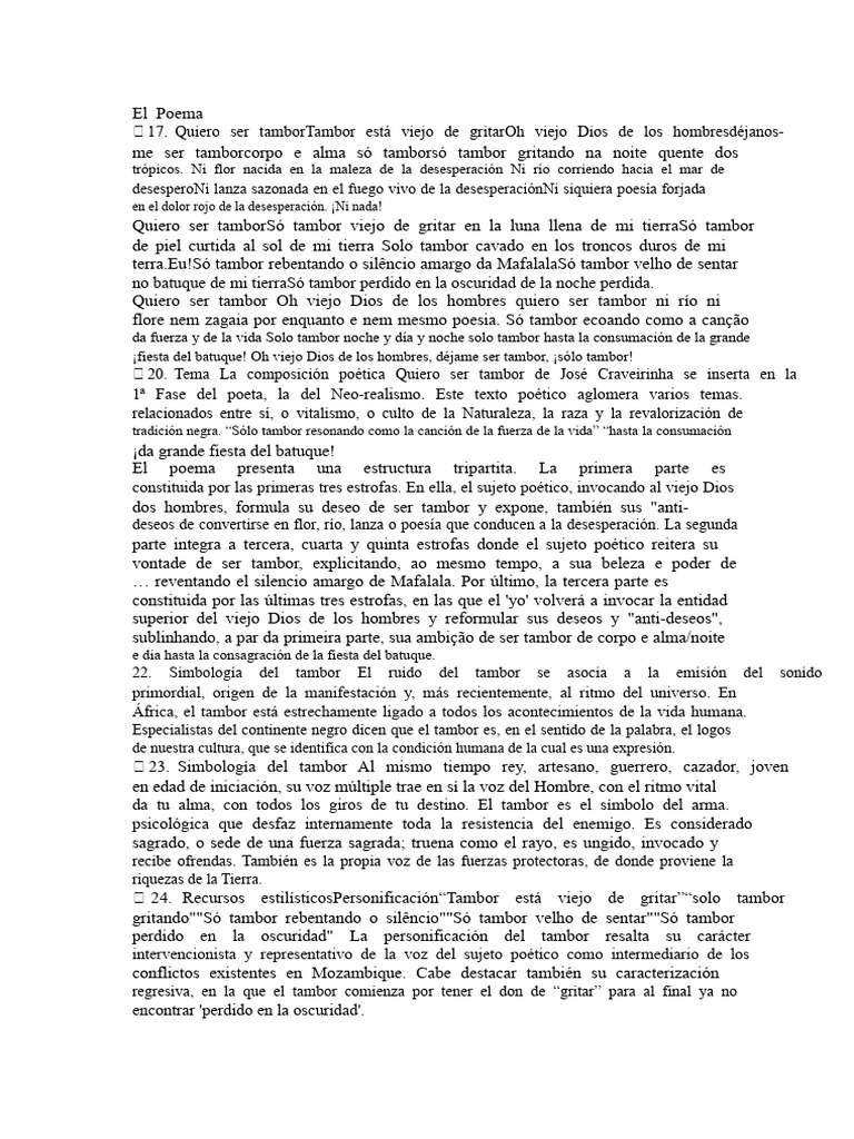 Quiero Ser Tambor | PDF | Poesía | Poética