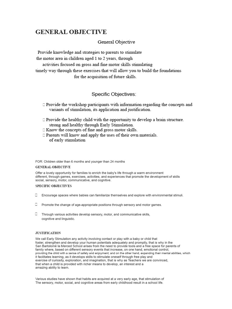 General and Specific Objectives | PDF | Perception | Knowledge