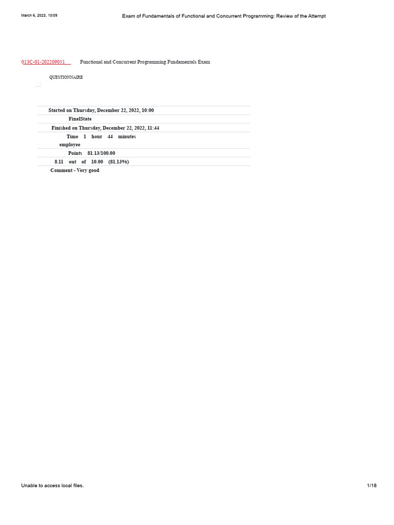 Exam of Fundamentals of Functional and Concurrent Programming_ Review of Attempt 1 | PDF ...