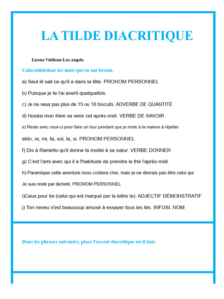 Guide sur la Tilde Diacritique en Espagnol | PDF | Pronom | Phrase