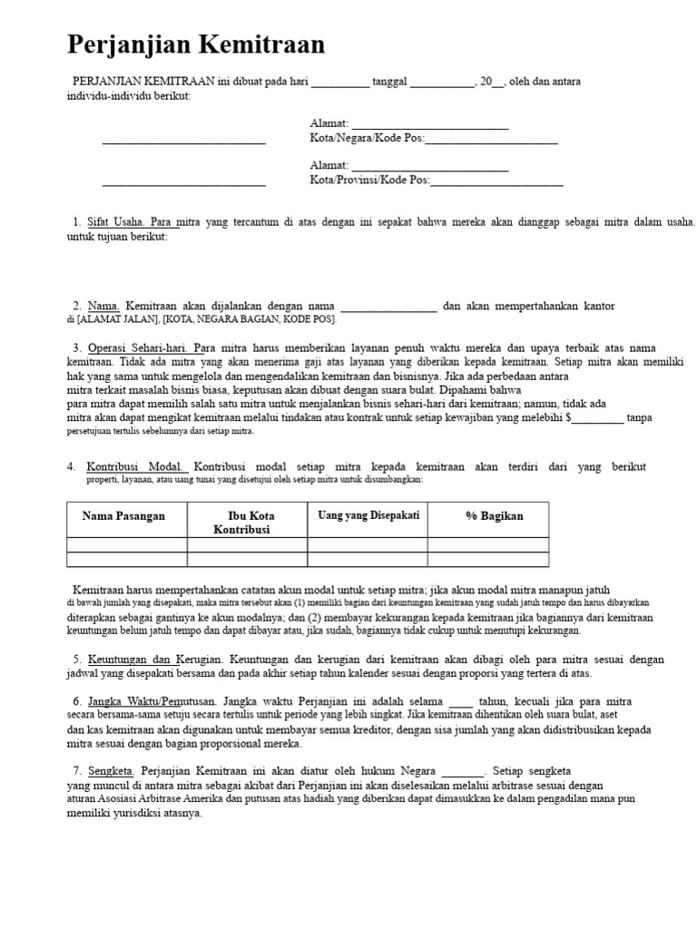 Perjanjian Kemitraan | PDF