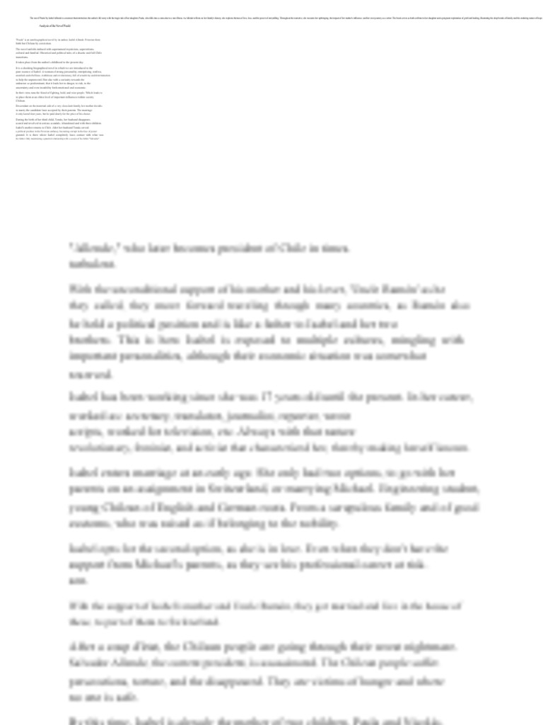 Summary of The Novel Paula by Isabel Allende | PDF | Chile