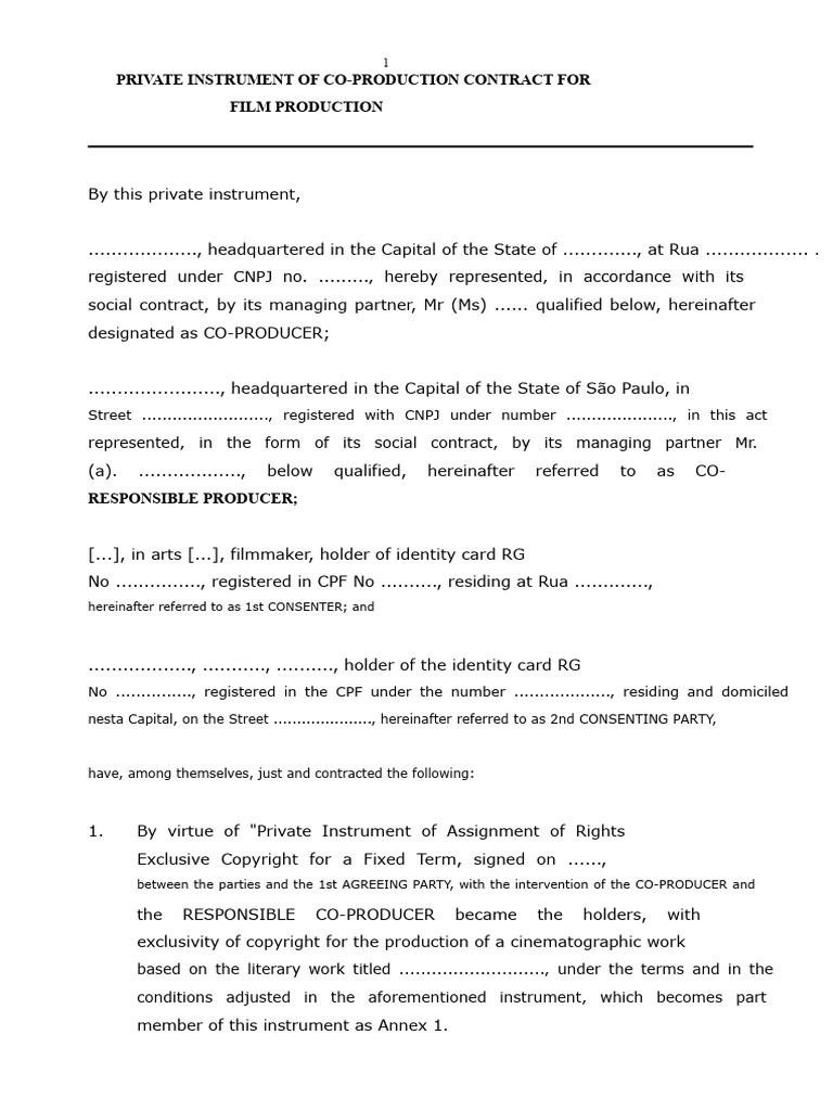 Co-Production Contract Model Buriti | PDF | Taxes | Revenue
