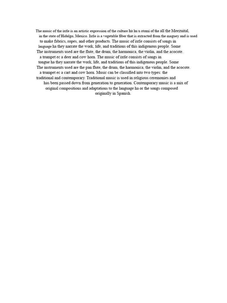 Ixtle Music and Dance of the Otomi Culture | PDF | Musical Instruments