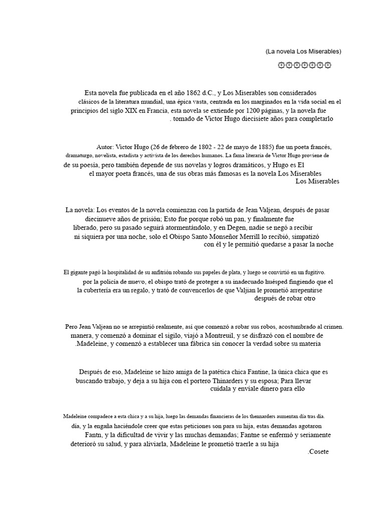 Análisis de "Los Miserables" de Victor Hugo | PDF | Los Miserables