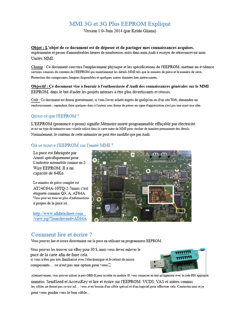 Guide sur l'EEPROM MMI 3G/3G Plus | PDF | Mémoire (informatique ...