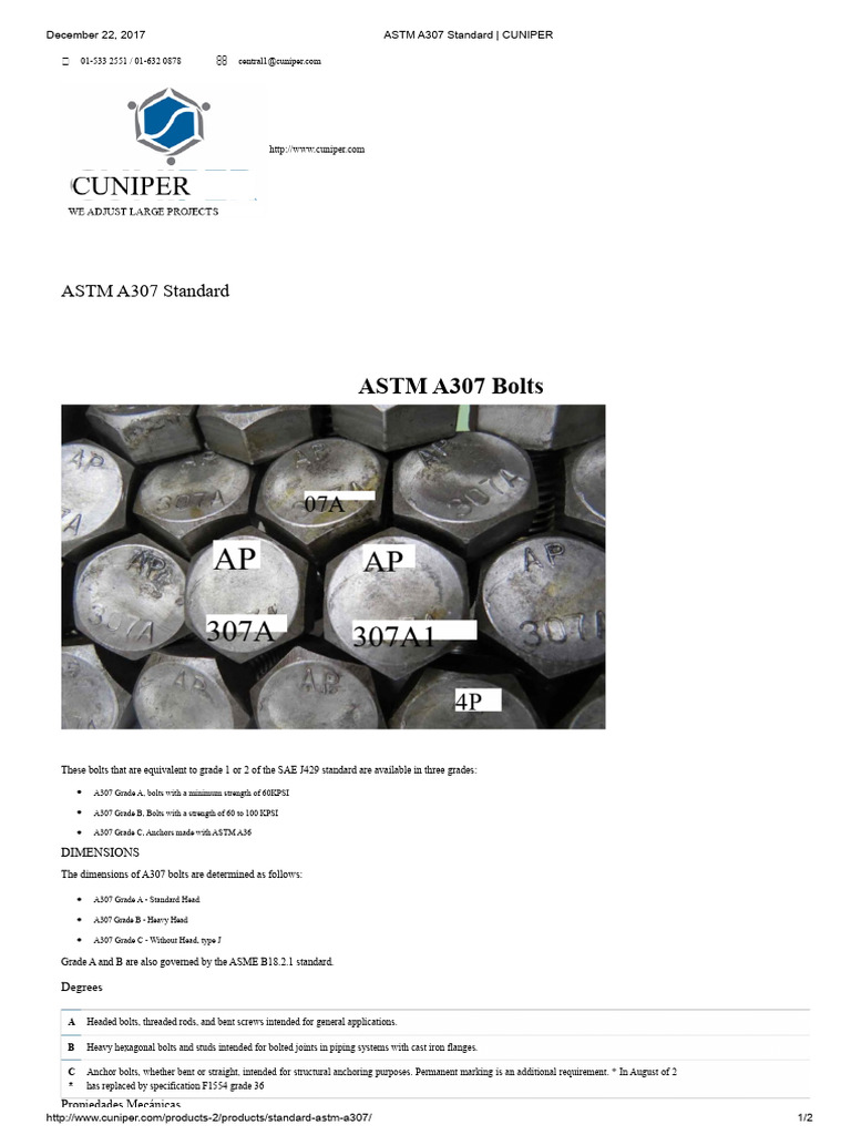 ASTM A307 Standard - Cuniper | PDF | Screw | Building Materials